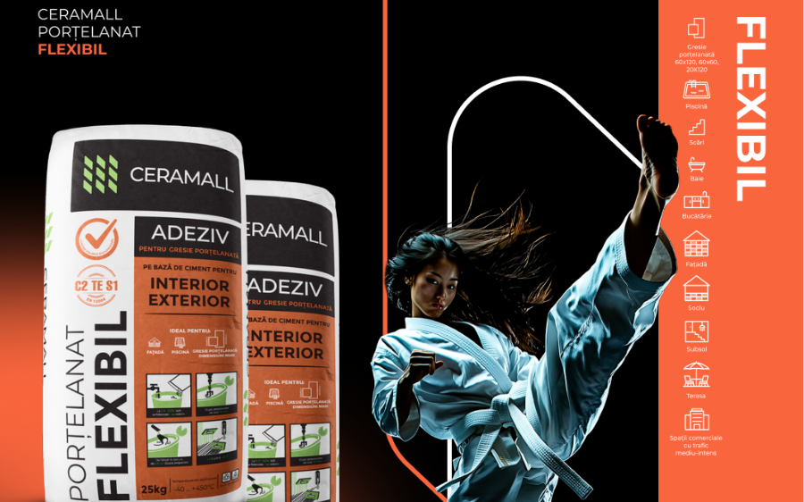 Adeziv CERAMALL Porțelanat Flexibil C2TES1 25 kg